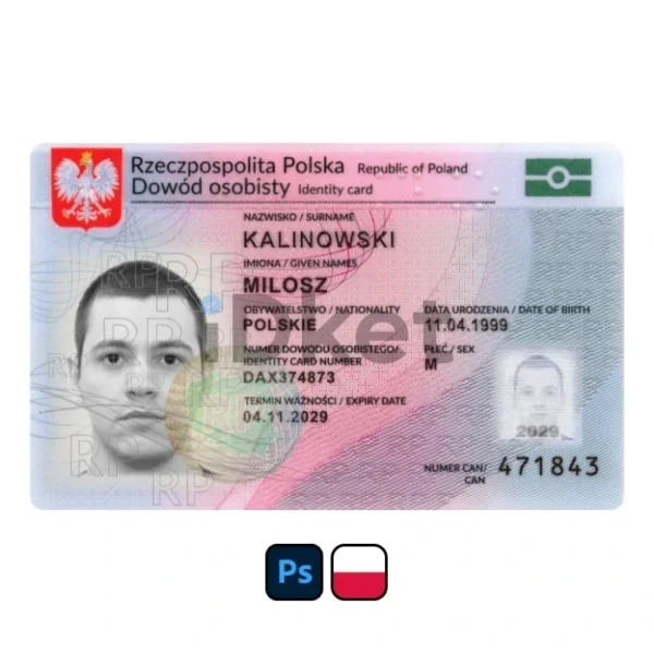 Poland ID Card Template – Editable PSD Mockup for Designers